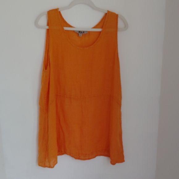 Flax | Tops | Flax Womens Linen Tank Top Size L Orange Pullover Scoop ...